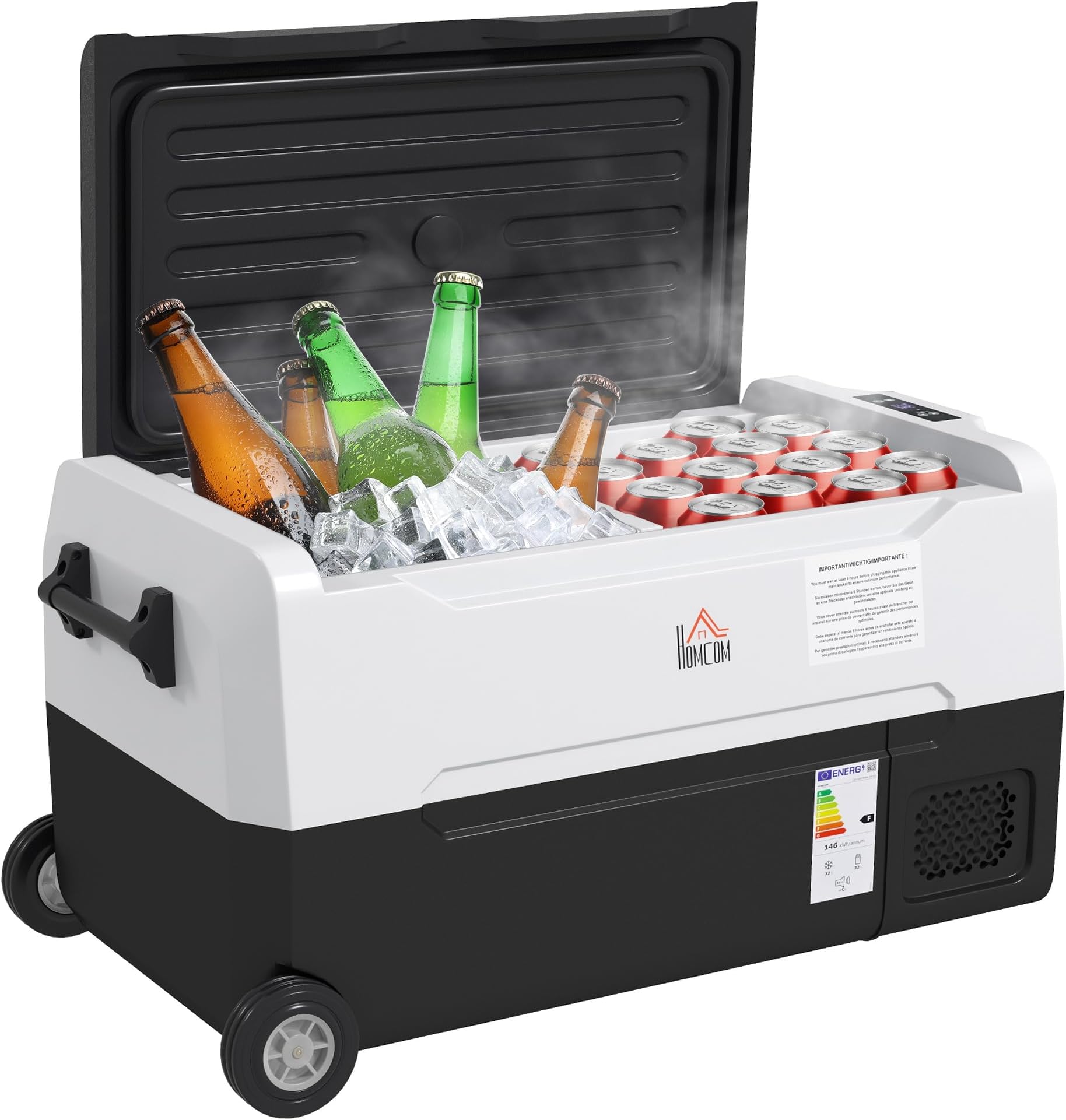 Outsunny Glacière électrique à compression 56L, glacière voiture portable 12/24V, congélateur et ...