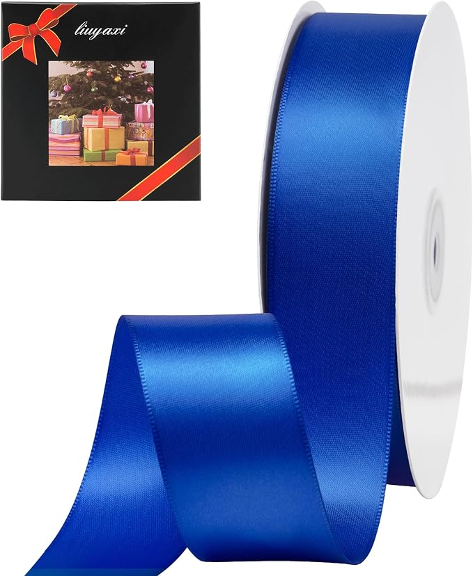 Amazon.com: LIUYAXI Double Faced Blue Stain Ribbon, 1-1/2" X 50 Yards ...