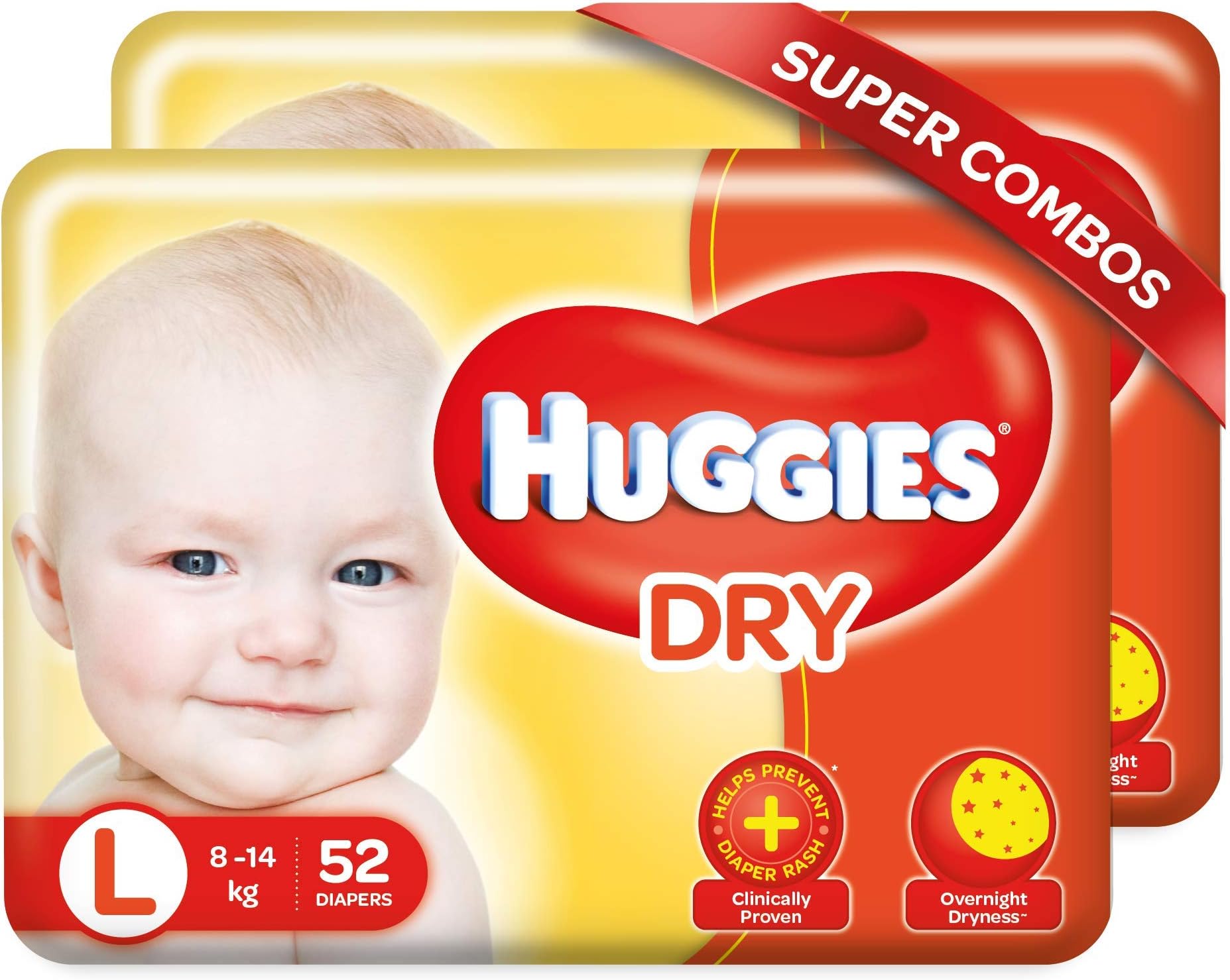Buy Huggies Complete Comfort Dry Tape, Large (L), 104 Count, Combo Pack ...