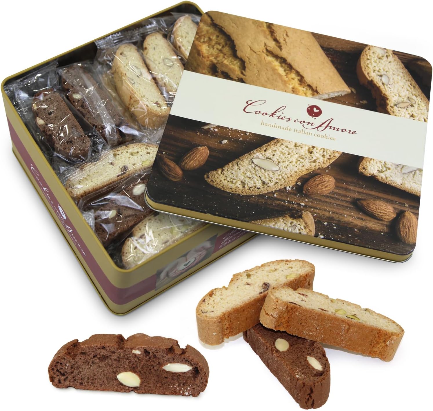 Amazon.com: Italian Biscotti Cookie Gift Box, 2lb Square Tin of ...
