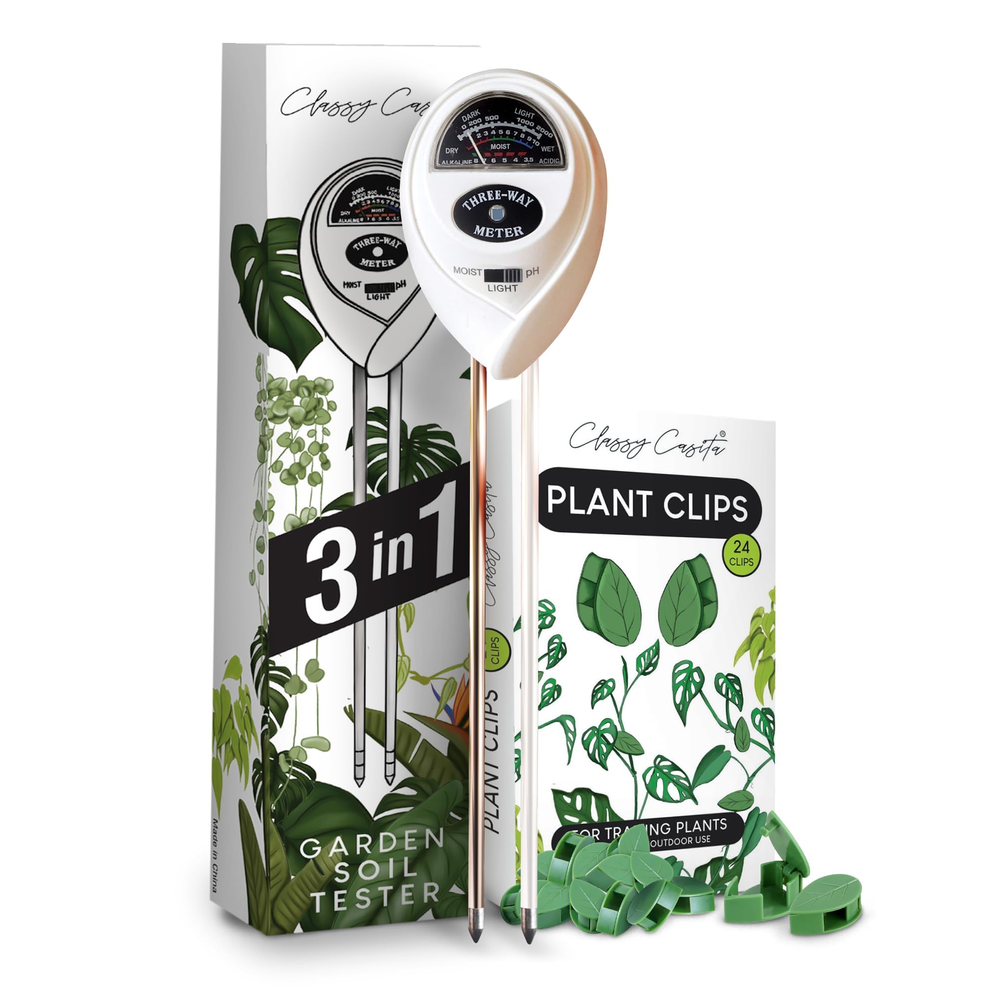 Amazon.com : Classy Casita Plant Fixture Clips & 3-in-1 Soil Tester ...