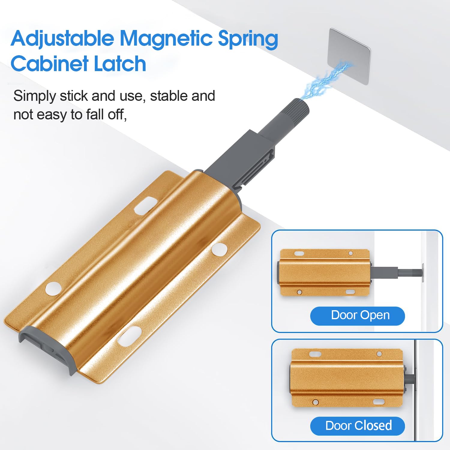 Snapklik.com : Push To Open Door Latch, 20 Pack Gold Magnetic Push ...