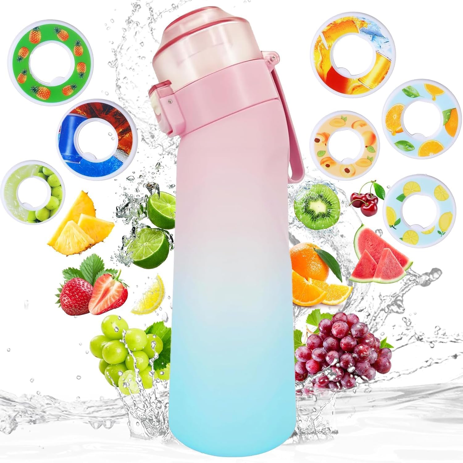 Botella de Agua Air Up Deportiva,Taza de Agua Aromática de 650 ml con 7 ...