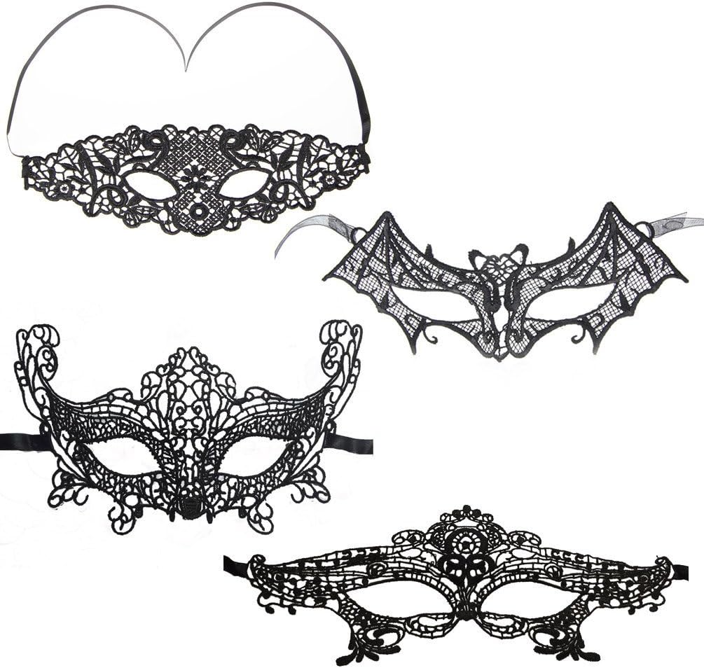 Amazon.com: 4pcs Set Sexy Lace Eyes Masks for Masquerade Ball Party ...