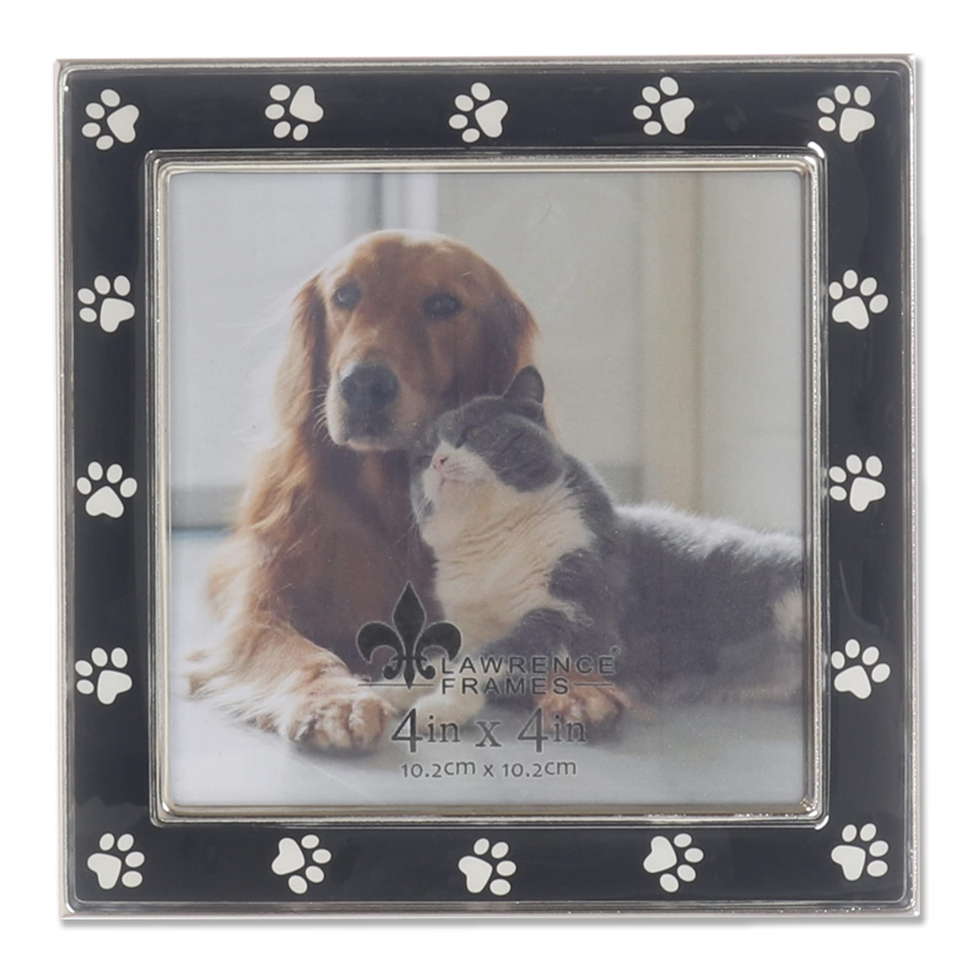 Amazon.com - 4x4 Silver Metal and Black Enamel Picture Frame, Paw Print ...
