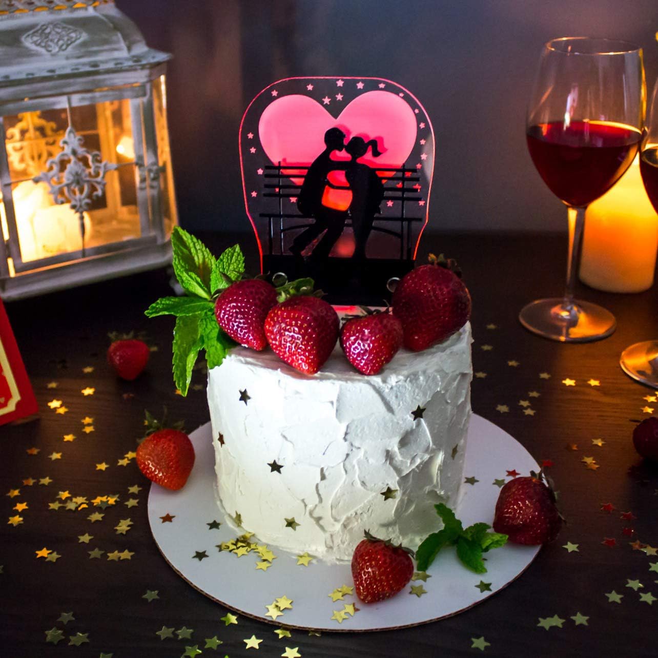Amazon.com: Wedding Cake Decor Love with Free Candles Gift / Lit Up ...