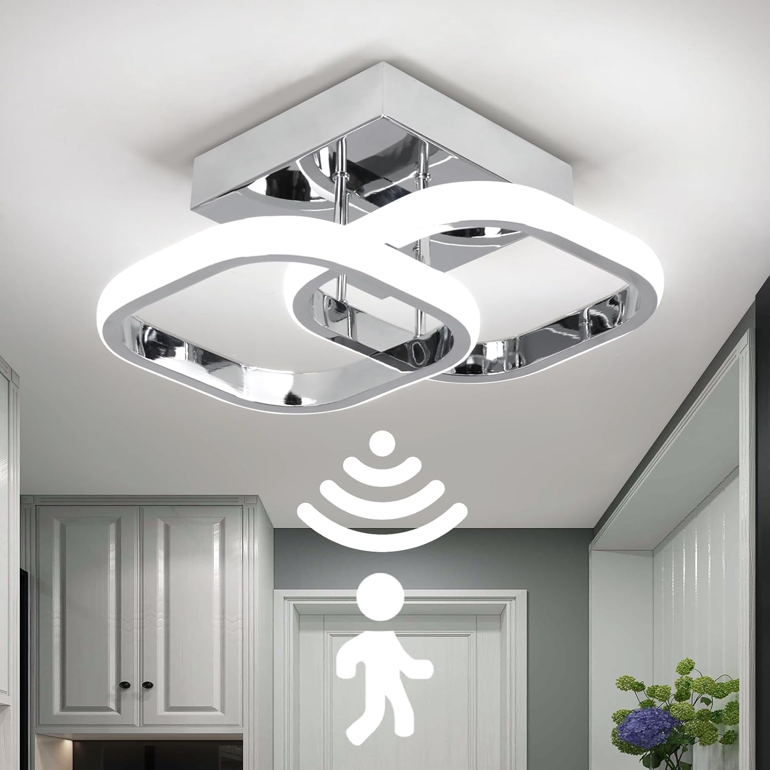 EIDEARAY LED Motion Sensor Ceiling Light Indoor, 22W Cold White 6000K ...