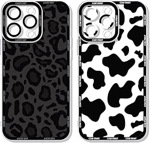 Amazon.com: RUMDEY 2 Pack Cute Cow Cheetah Print for Apple iPhone 14 Pro Max 6.7" Phone Case ...