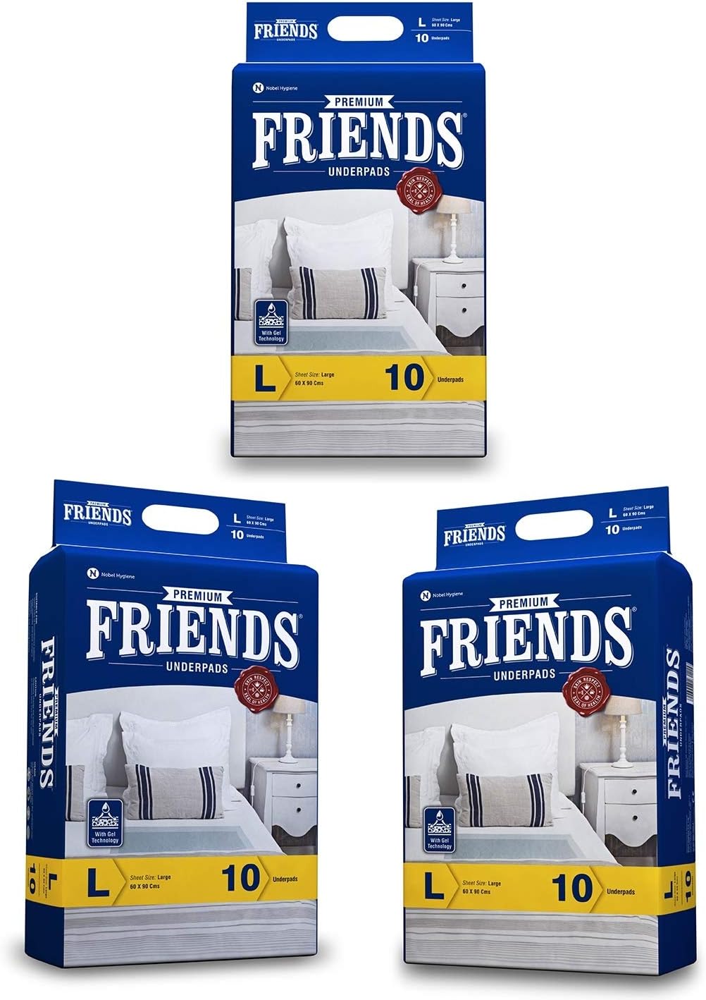 Friends Premium Underpads, Large 60 X 90 cm, Super Absorbent Polymer ...