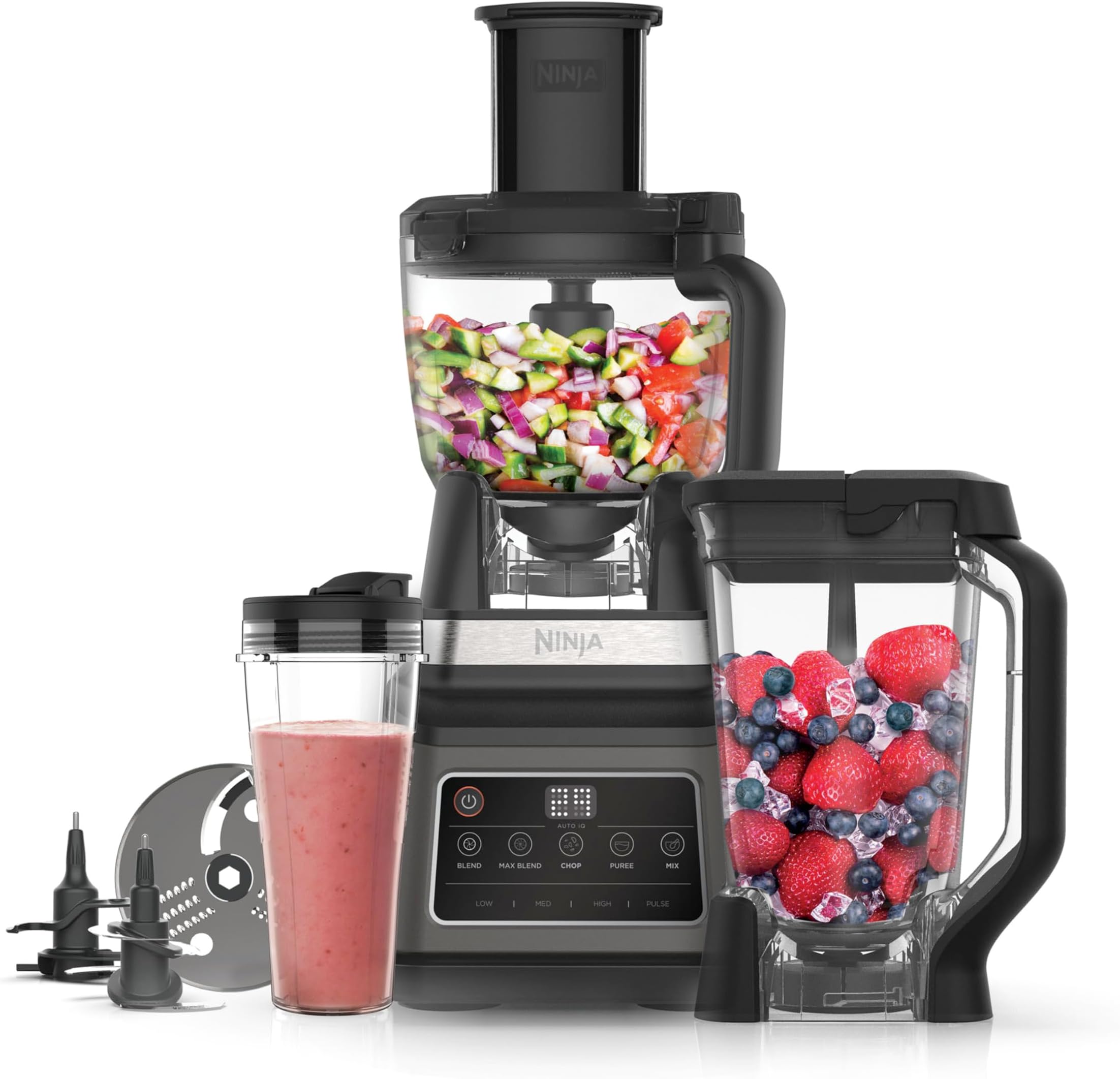 Ninja 3-in-1 Food Processor and Blender with 5 Programs: Mixer, Mixer ...