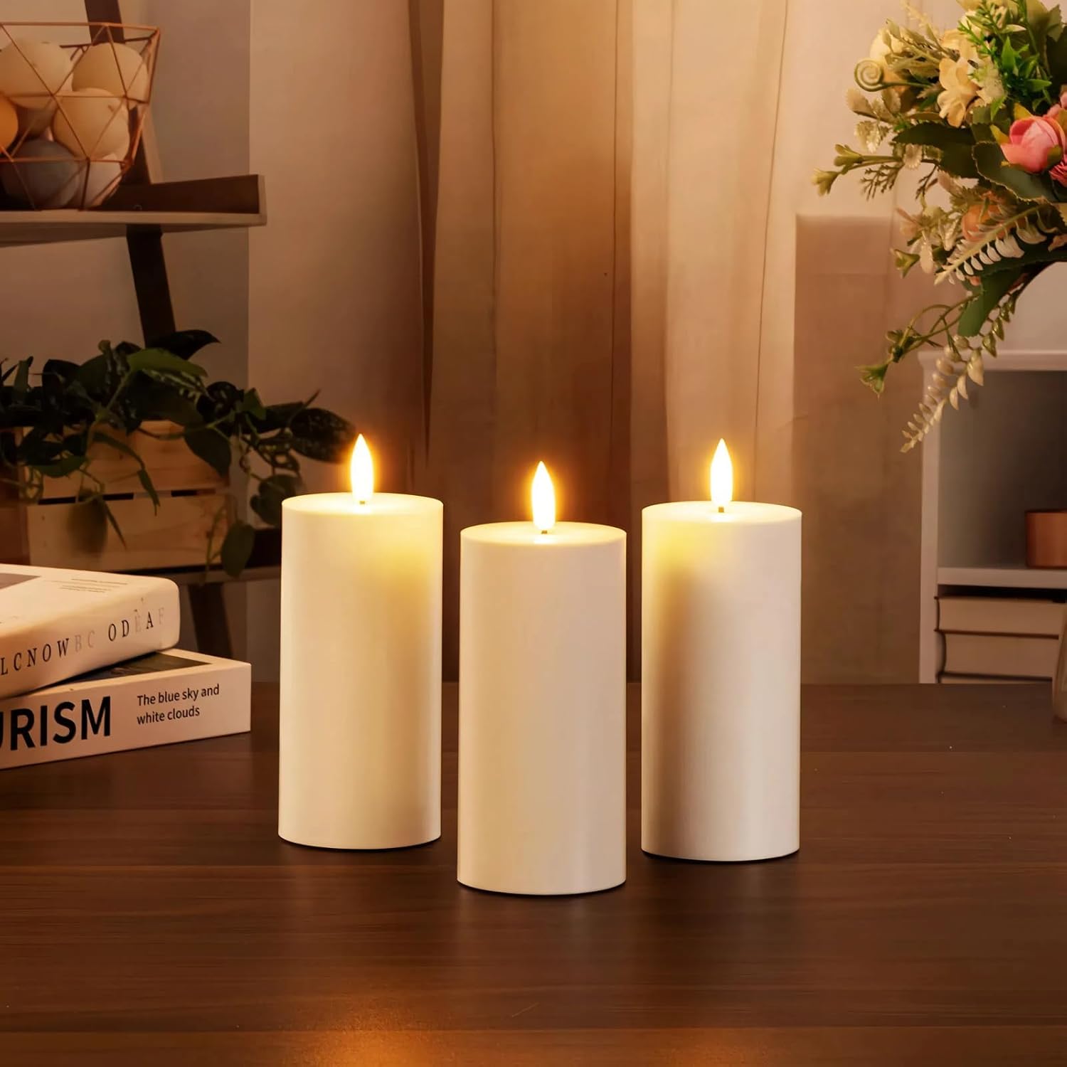 Amazon.com: Simplelight Set of 3 Outdoor Waterproof Flameless Pillar ...