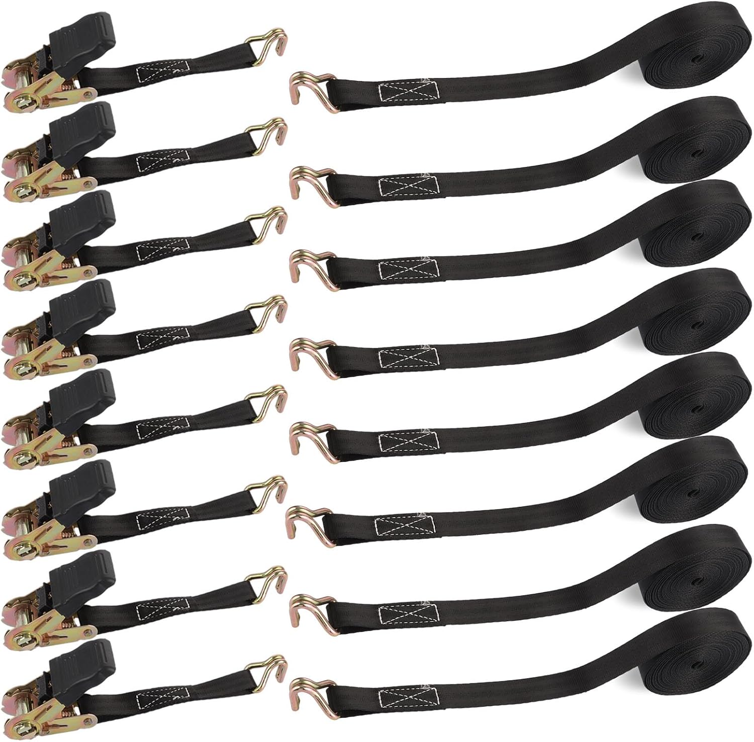 YAYODS 8Pcs Ratchet Straps (6m x 25mm), Heavy Duty Ratchet Straps with ...