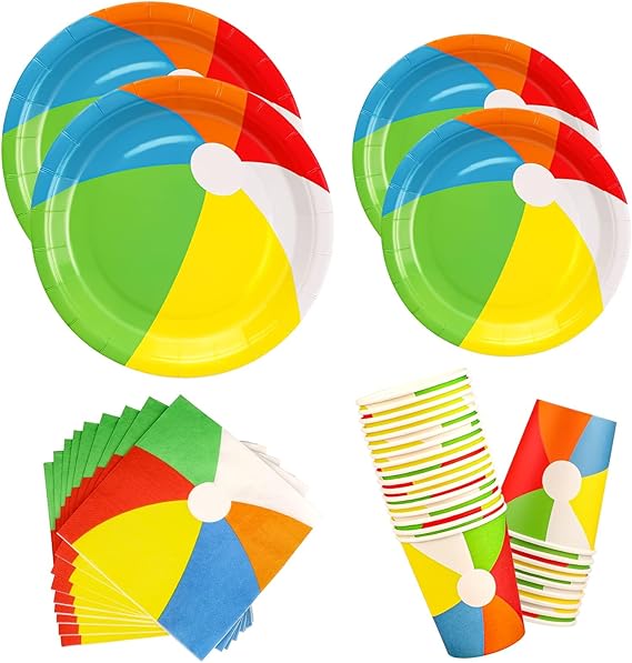 Amazon.com: TWOWYHI 108PCS Beach Theme Party Supplies for 24 Guests ...