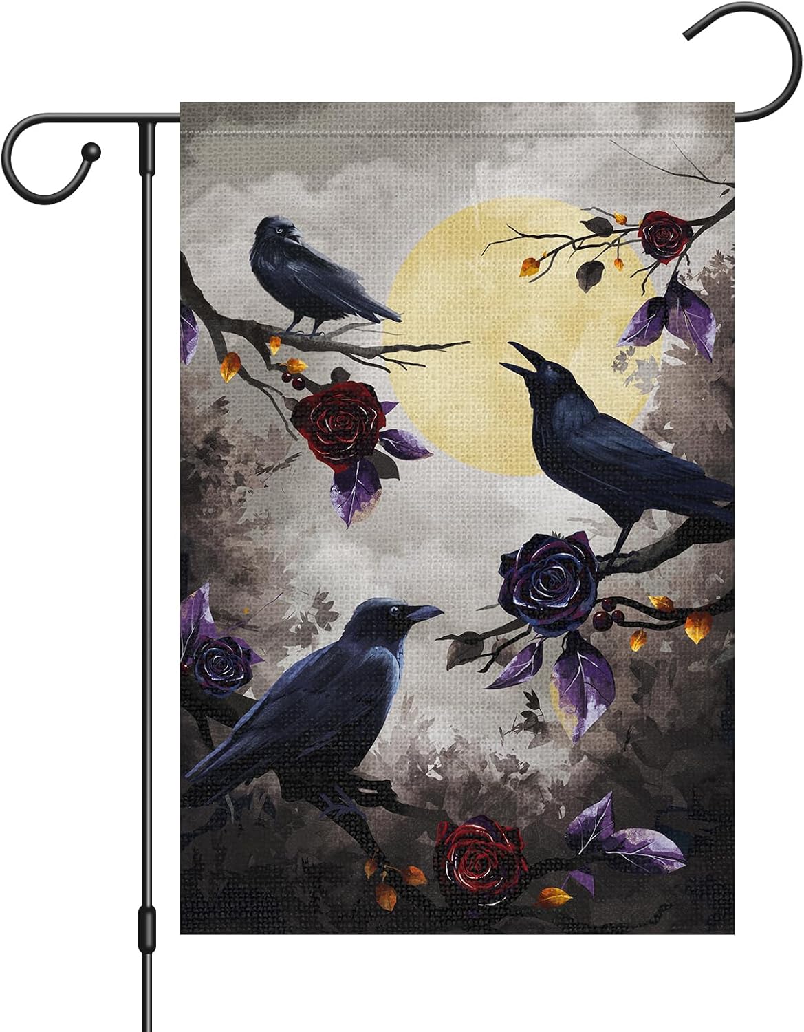 Amazon.com : Louise Maelys Halloween Crow Garden Flag 12x18 Double ...