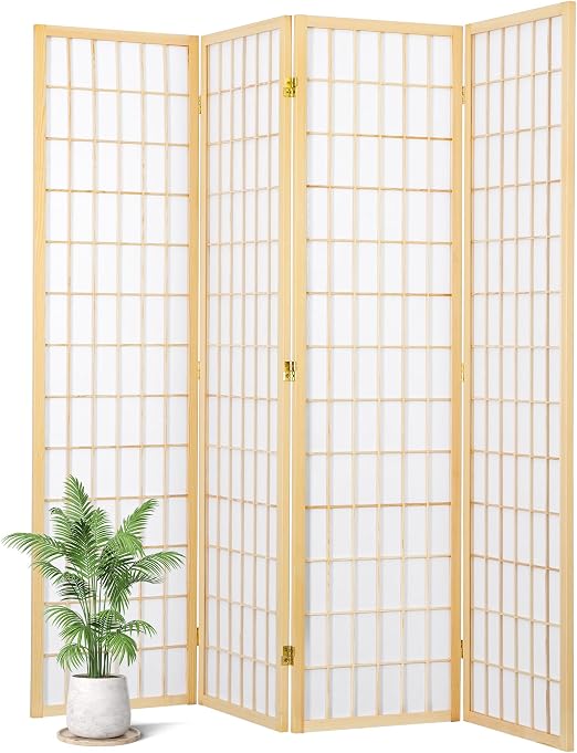 Amazon.com: Salfanre 4 Panel Shoji Screen Room Divider, Japanese Room ...