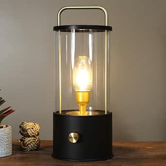 LUSHARBOR Portable Cordless Lantern, USB Rechargeable Table Lamp ...