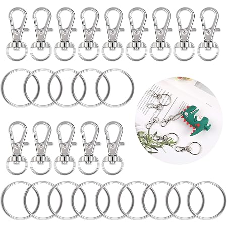 60 Pcs Keyring Rings Key Ring Hoops, Metal Key Ring Clips Swivel ...