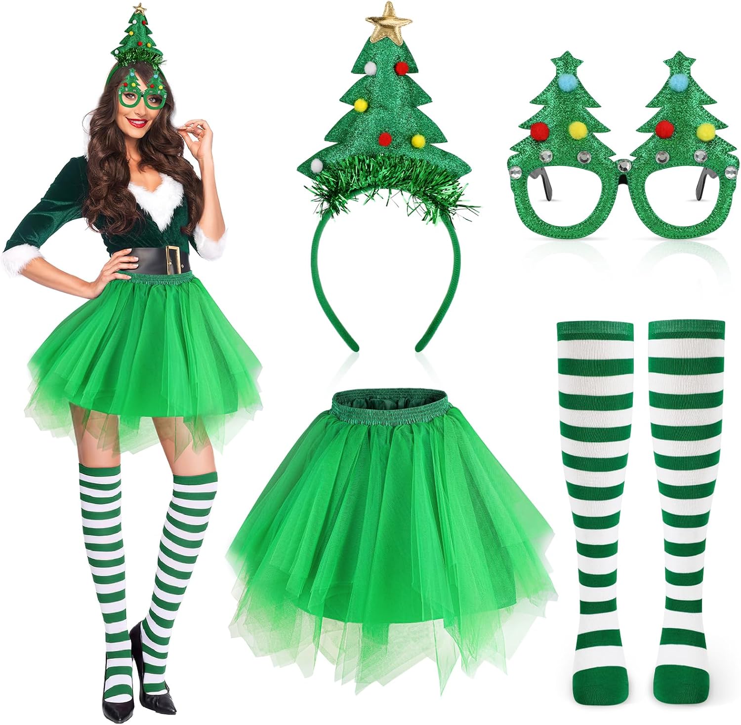 Beipegin Christmas Tree Costume for Women - Green Tutu Skirt, Tree ...