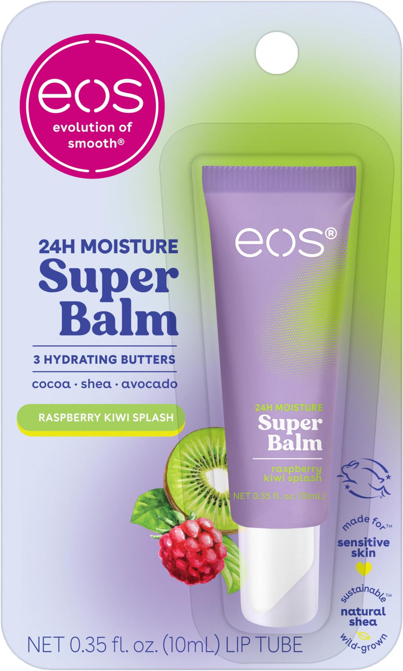 Amazon.com : eos 24H Moisture Super Balm - Raspberry Kiwi Splash, Day ...