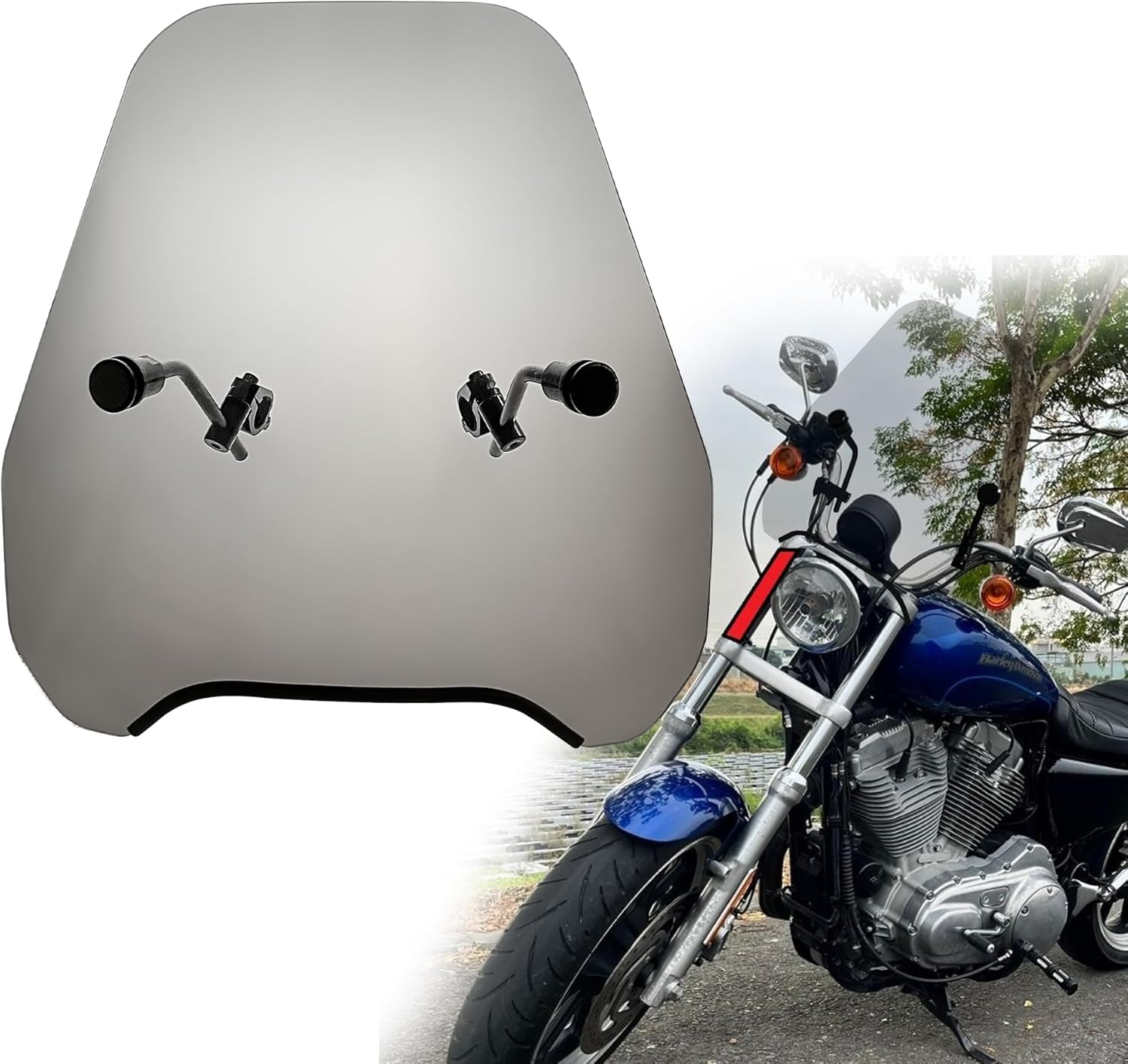 Amazon.com: BOSYCY Universal Motorcycle Windshield, 16 3/4" x 15 ...