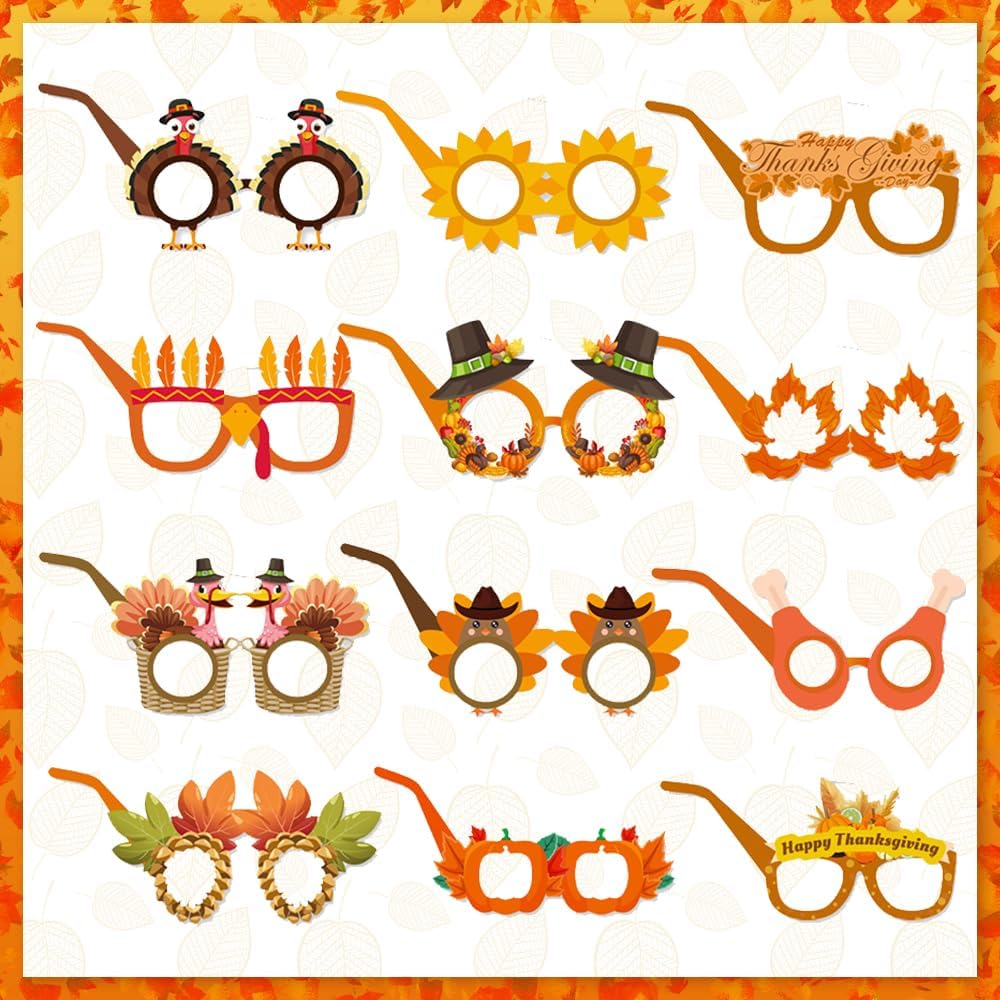 Amazon.com: Hying 12PCS Thanksgiving Party Eyeglasses for Party Decor, Pumpkin Turkey Party ...