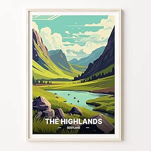 Amazon.com: Scottish Highlands Poster, Scotland Travel Wall Art ...