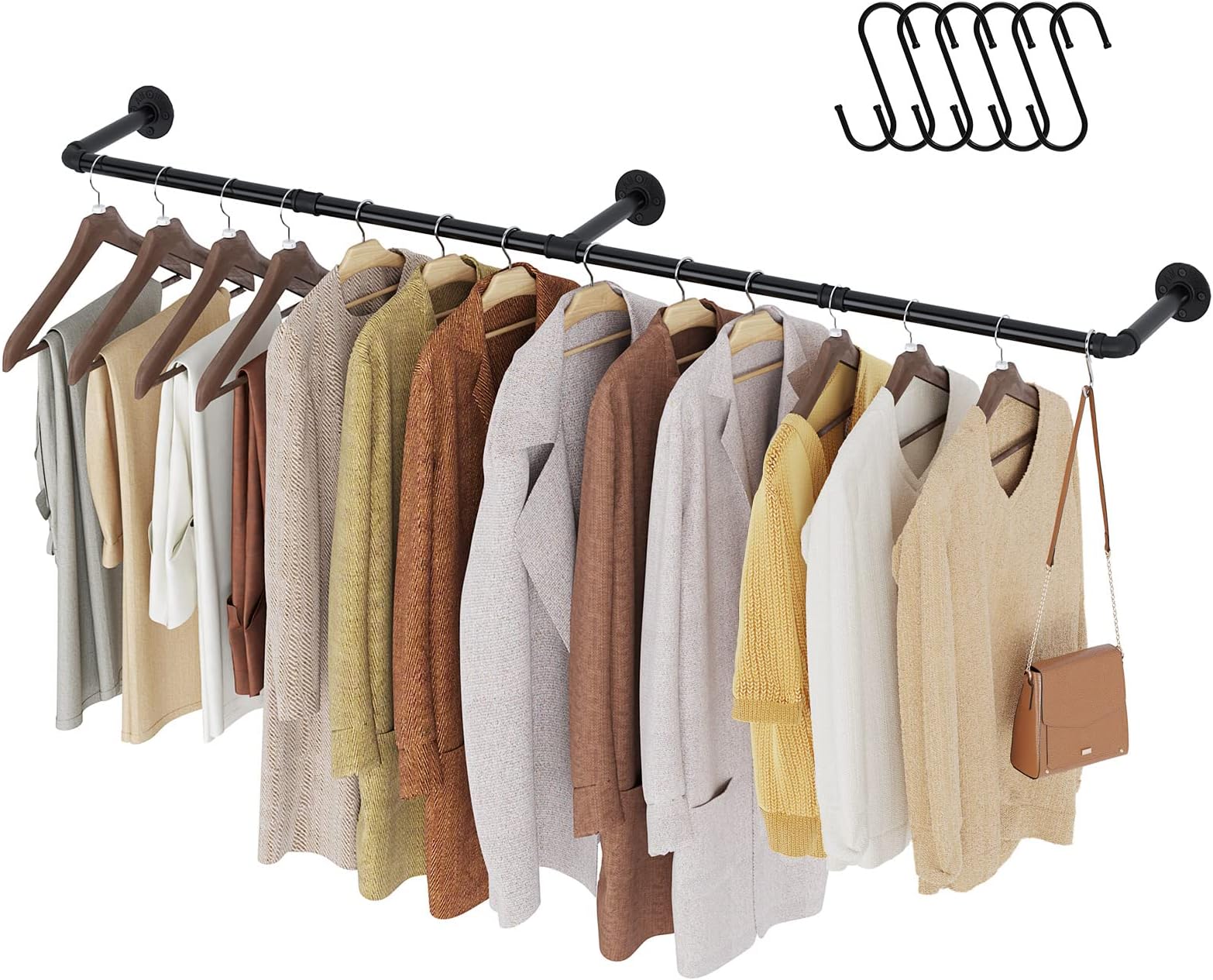 Amazon.com: Fobule 48” Wall Mounted Clothes Rack, Industrial Pipe Black ...
