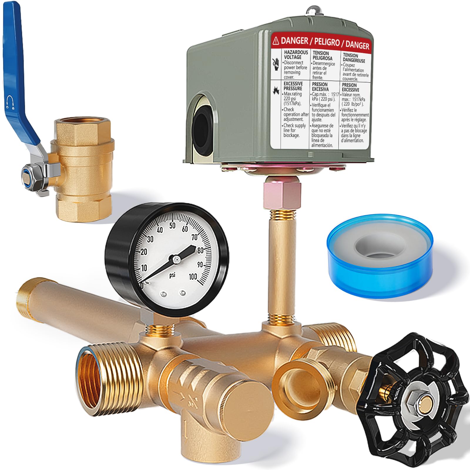 Pressure Tank Tee Union - 40-60psi Water Pressure Tank Installation Kit ...