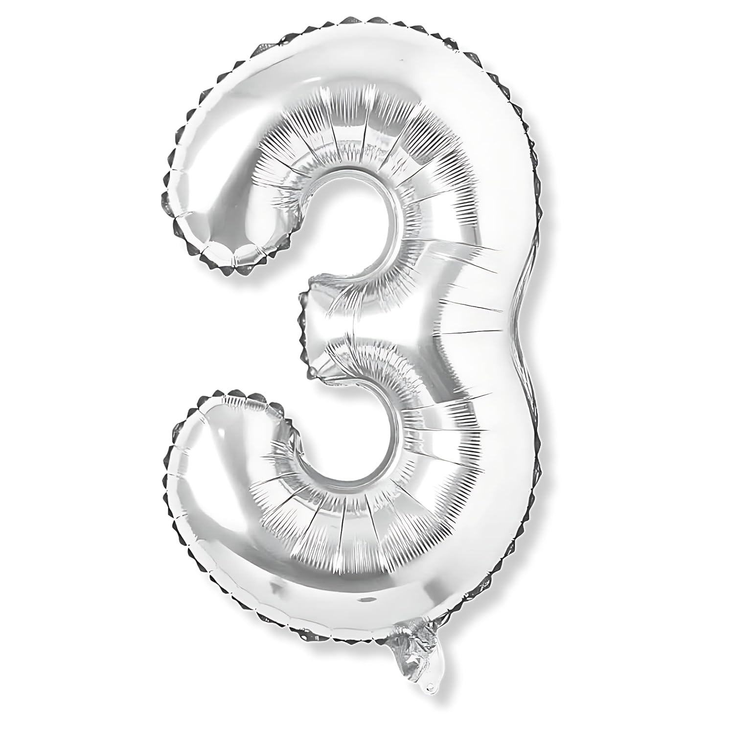 Flyloons 3 number Silver Foil Balloon 16 inch Size Birthday Decoration ...