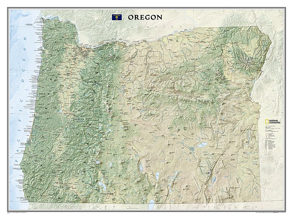 National Geographic Oregon Wall Map - Laminated (40.5 x 30.25 in ...
