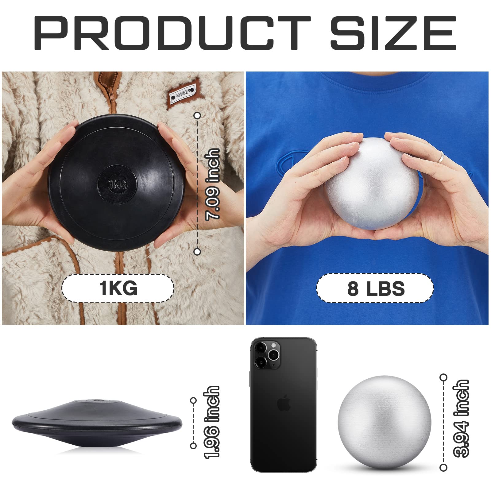 Snapklik.com : Deekin 2 Pcs Shot Put Rubber Discus 1 Kg Black Shot Put ...