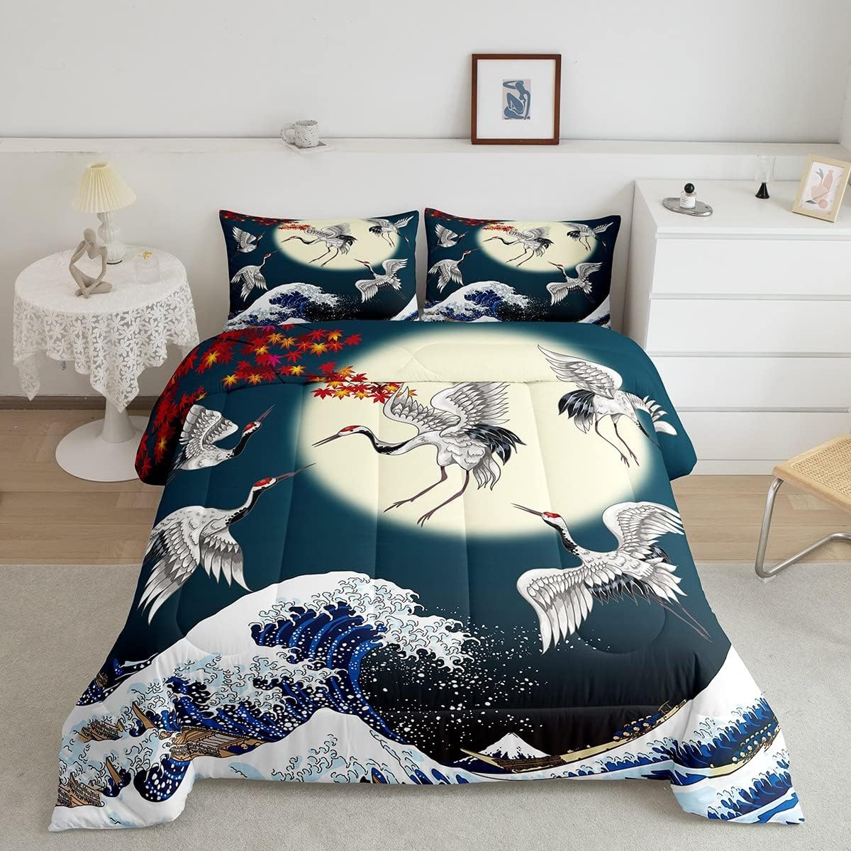 Amazon.com: Feelyou Japanese Ukiyoe Theme Comforter Set Ocean Wave ...