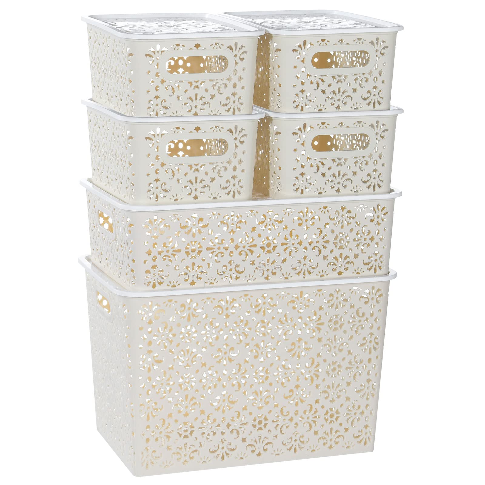 Snapklik.com : ANMINY 6PCS Plastic Storage Bins Set