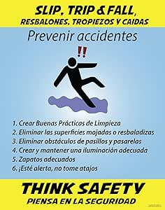 Amazon.com: Lean Manufacturing Posters Slip Trip and Fall Safety Poster ...