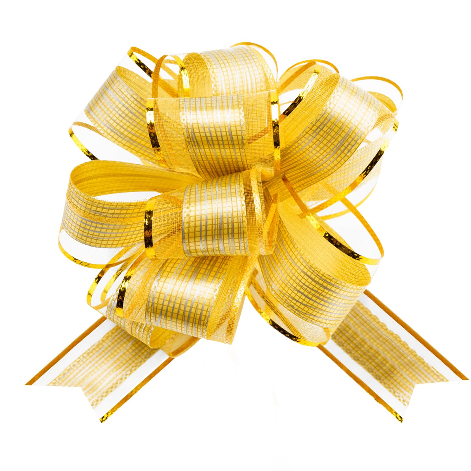 G2PLUS 12PCS Large Pull Bows, 6 Inch Gold Pull Bows Ribbon, Christmas ...