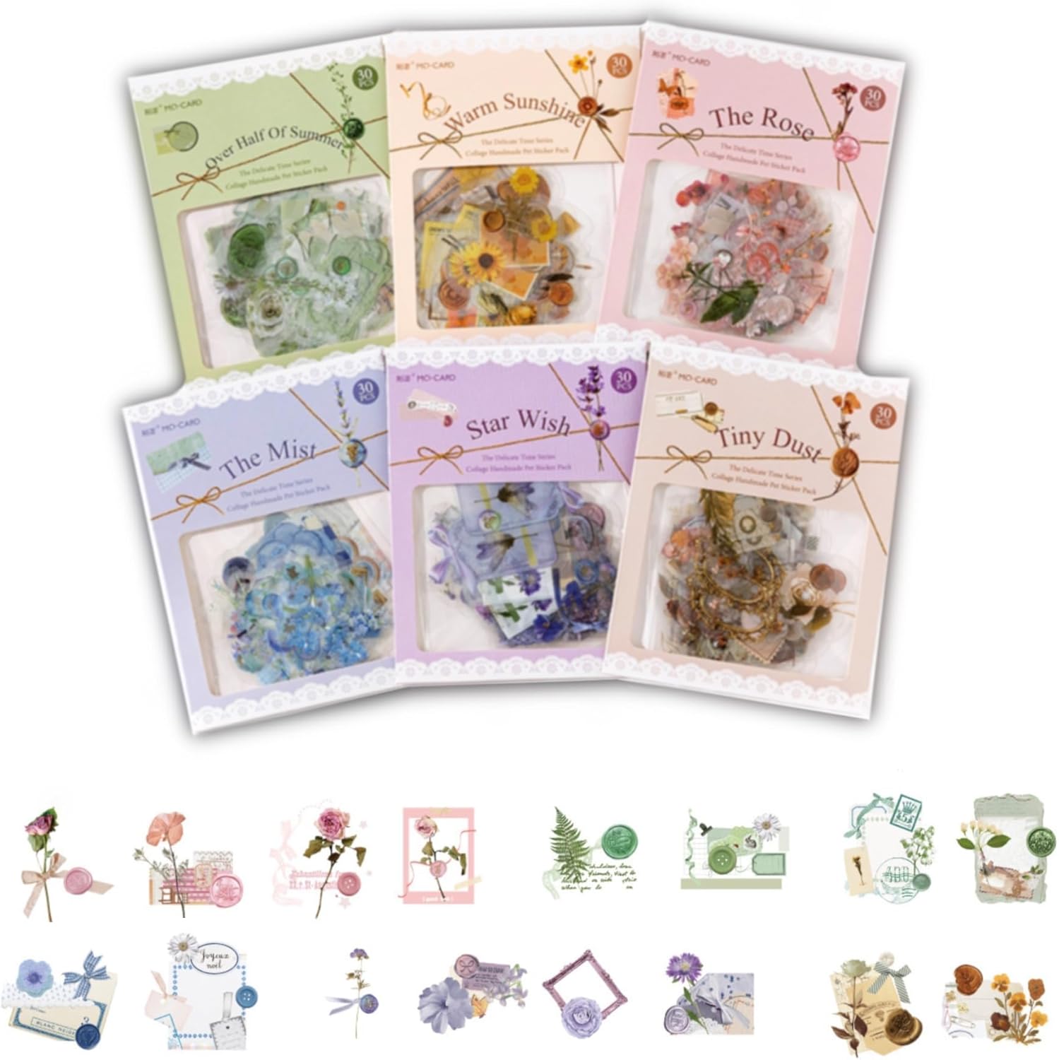 Amazon.com: TANG QIRA Vintage Aesthetic Stickers Set(6 Pack),PET ...