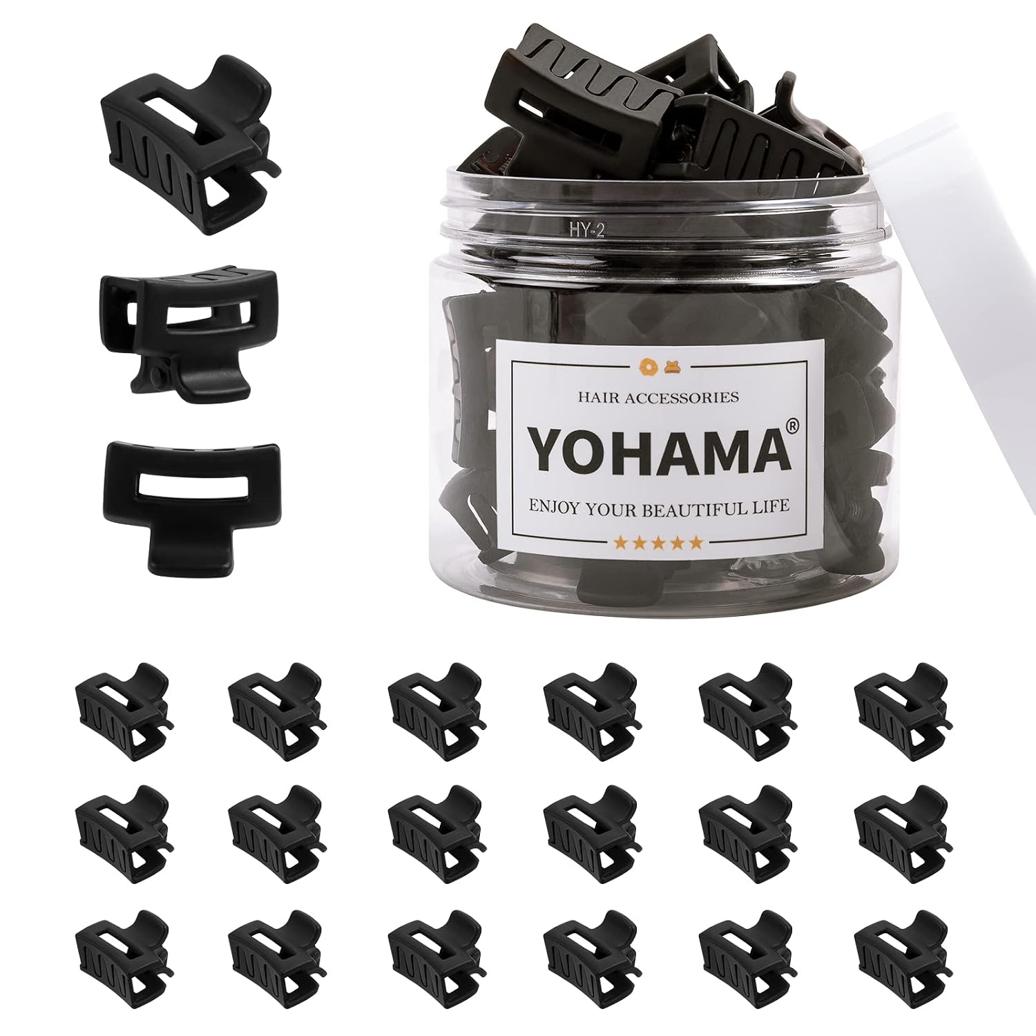 Amazon.com : YOHAMA 21 pcs Black Small Hair Clips Retangle 1 in Tiny ...