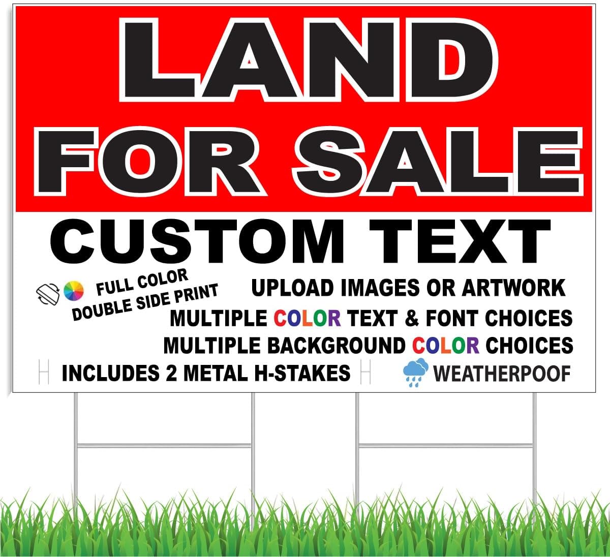 Amazon.com: Land For Sale Custom Yard Sign, 18 x 24 inch or 24 x 36 ...