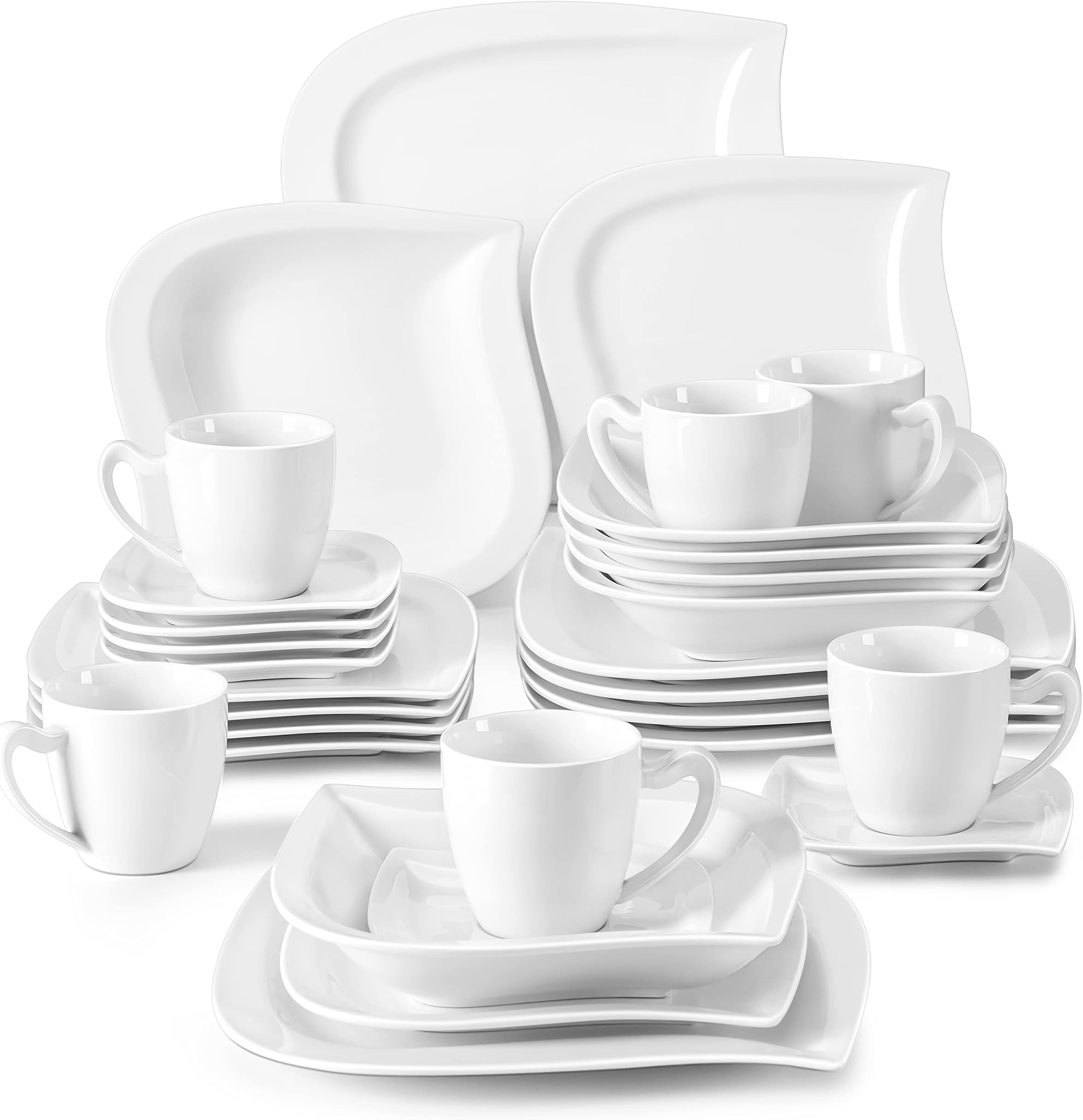 12 Piece White Square Porcelain Dinner Set : Amazon.co.uk: Home & Kitchen