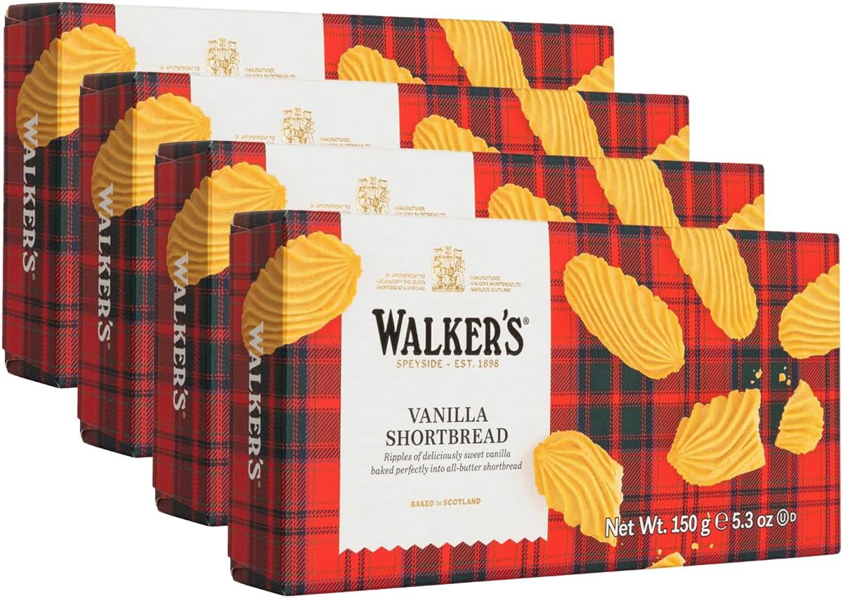 Walkers Shortbread Vanilla Shortbread Cookies, 5.3 Ounce Box (Pack of 4 ...