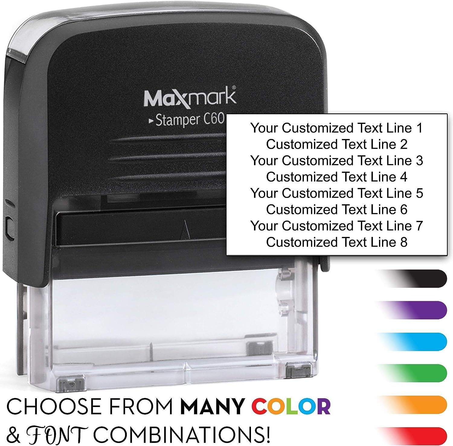 Amazon.com : Custom Self Inking Rubber Stamp - Up to 8 Lines of Text ...