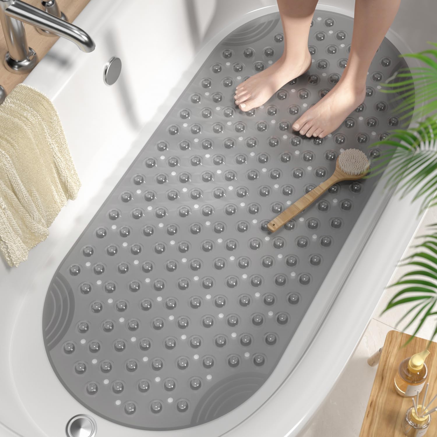 Amazon.com: HITSLAM Oval Non Slip Bathtub and Shower Mat, 35 x 16 Inch ...
