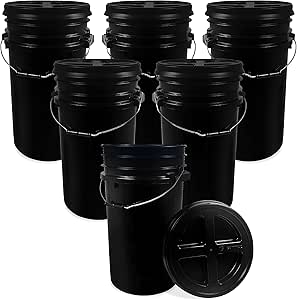 Amazon.com: ePackageSupply 7 Gallon Black Bucket with Black Gamma Screw ...