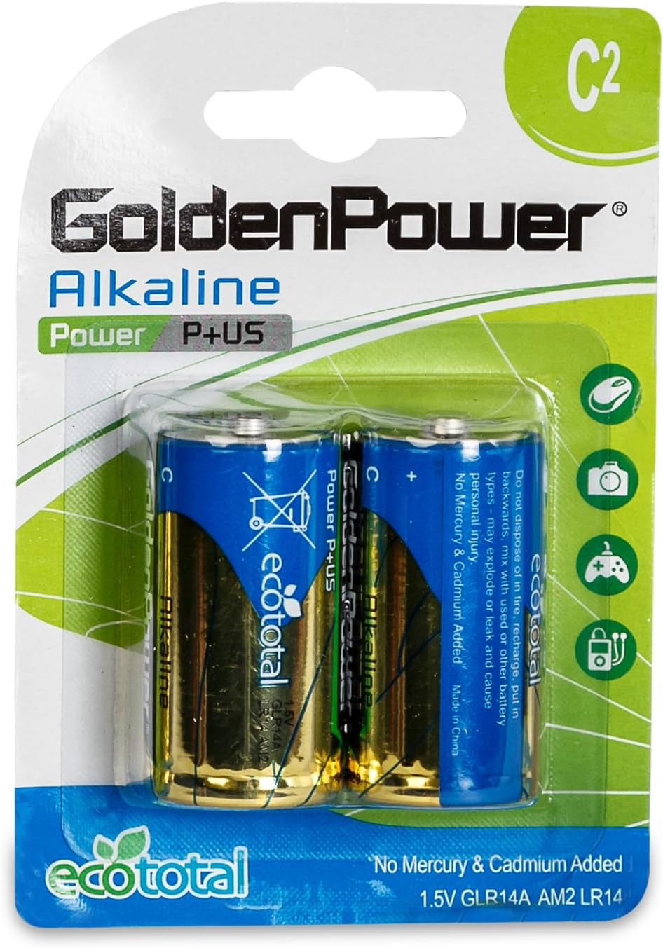 Amazon.com: Golden Power C Batteries Power P+ LR14 1.5V AM (2 Battery ...