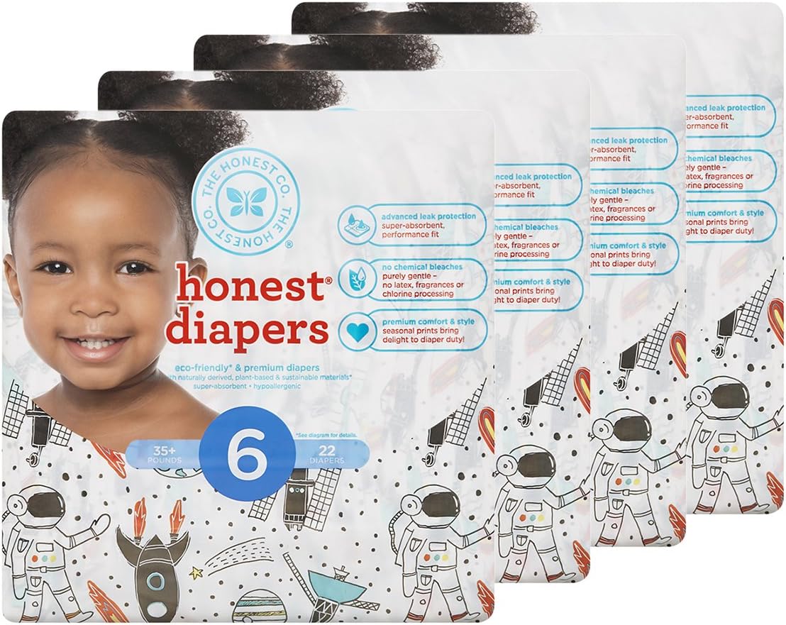 Honest Baby Diapers, Space Travel, Size 6 (88 Count) : Buy Online at ...