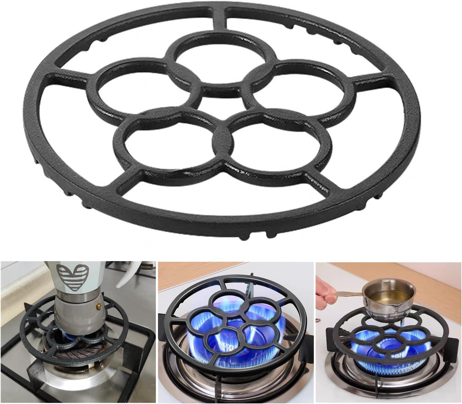 Amazon.com: Non Slip Black Cast Iron Stove Trivets for Kitchen Wok ...