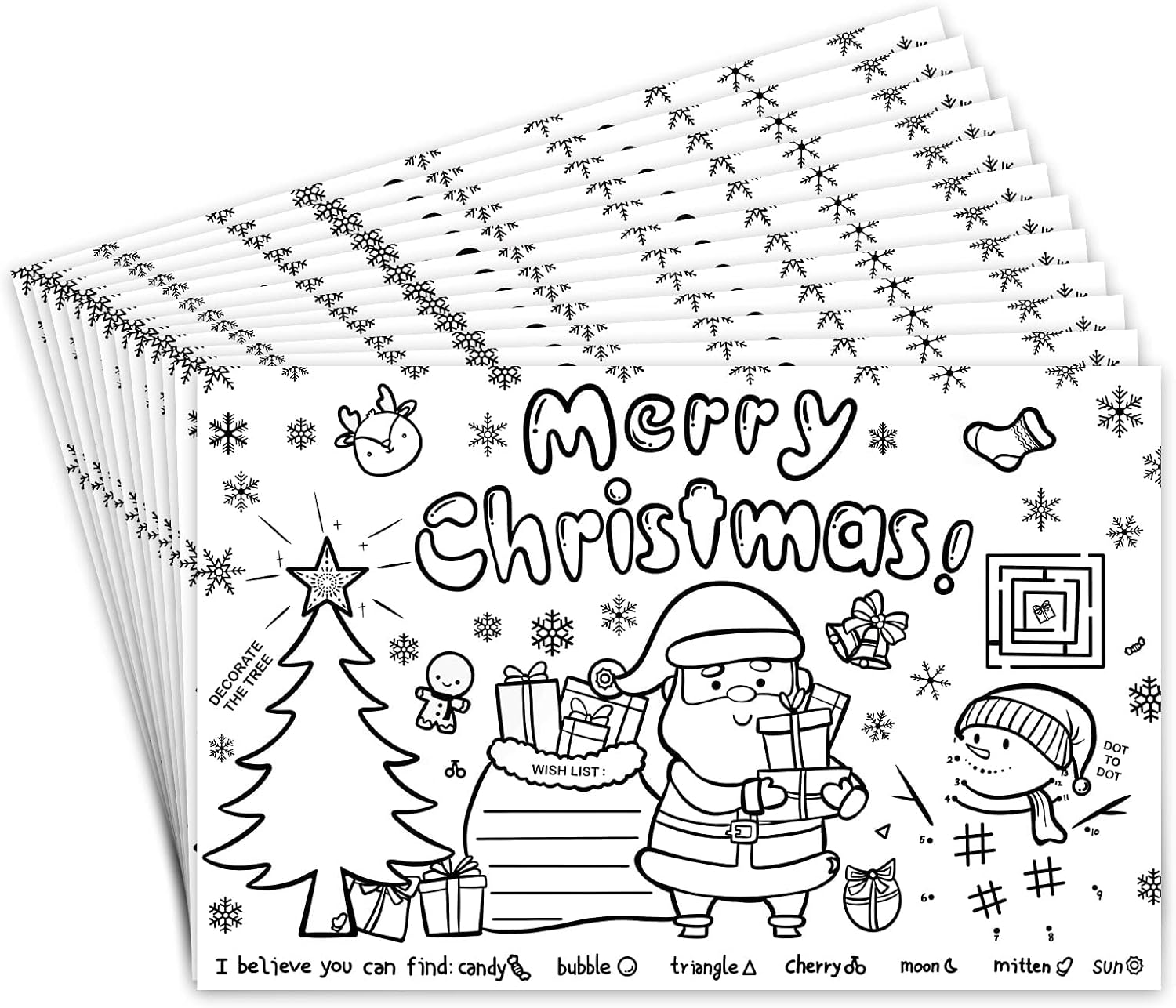 Amazon.com: 11”x 17”Disposable Christmas Coloring Paper Placemats ...