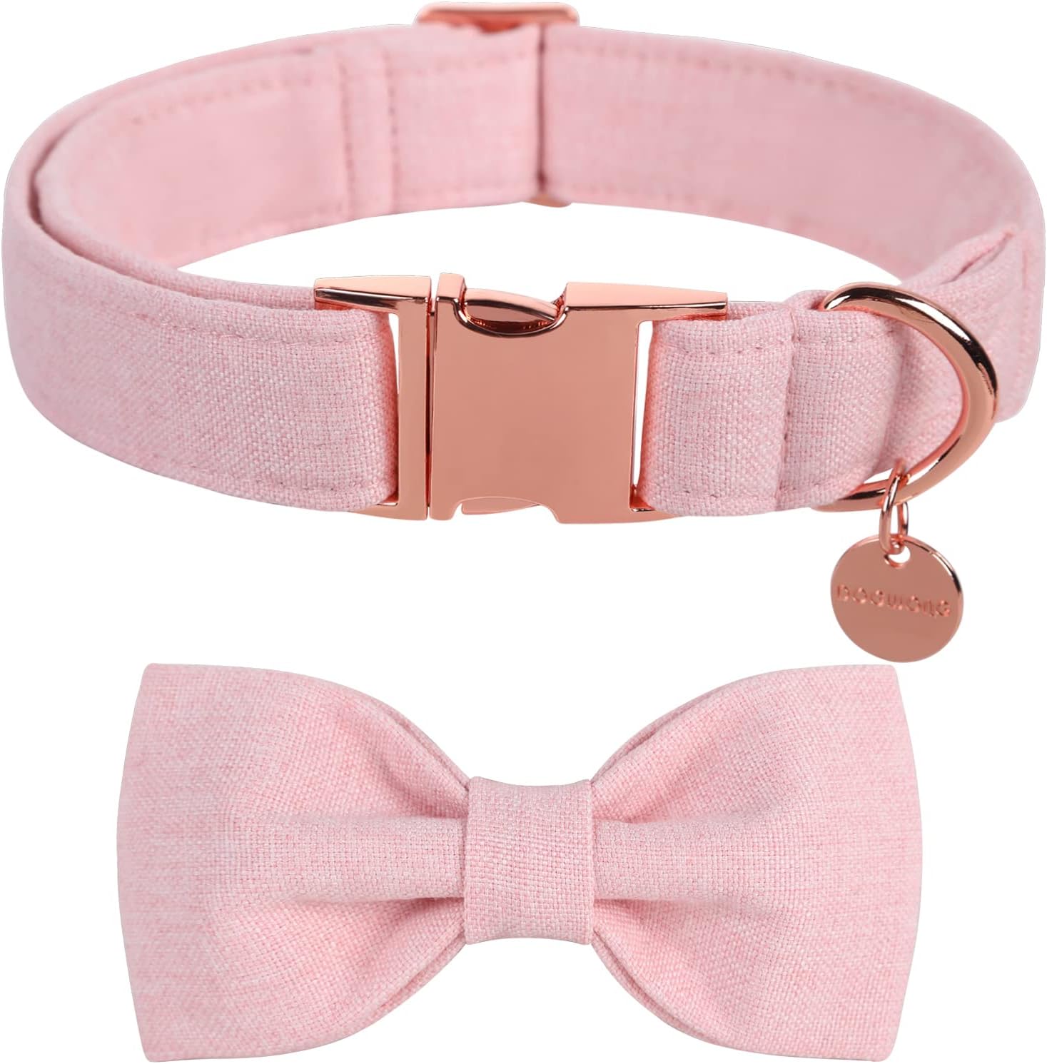 DOGWONG Collar de perro de algodón con lazo, collar de mascota rosa ...