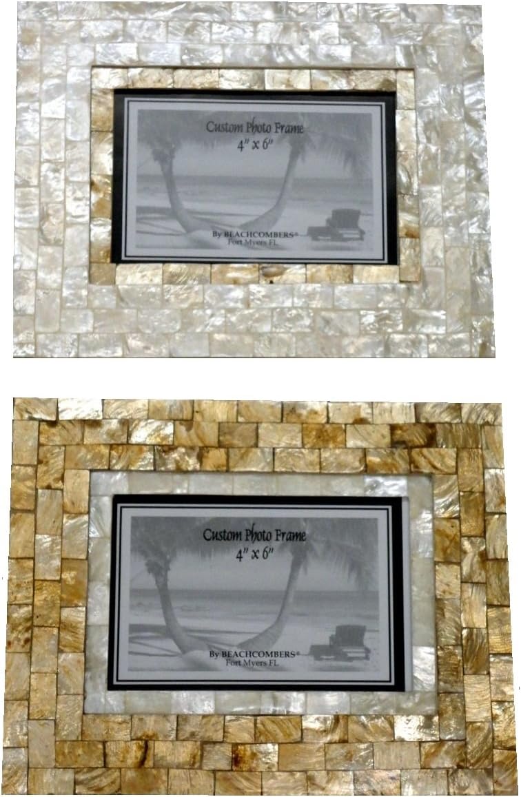 Amazon.com: Set of 2 Capiz Shell Photo Frames - Each Holds One 4 X 6 ...