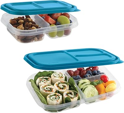 Amazon.com: buluker 4 Pack Bento Snack Containers Set， 4 Compartment ...